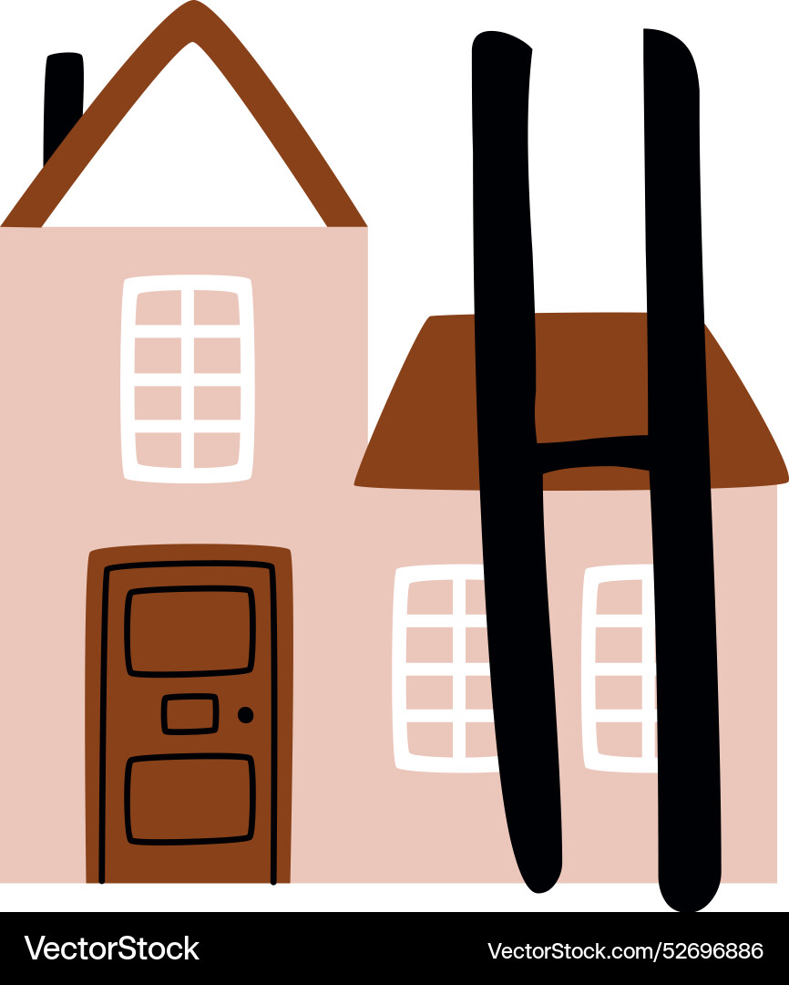 H letter house childish alphabet Royalty Free Vector Image