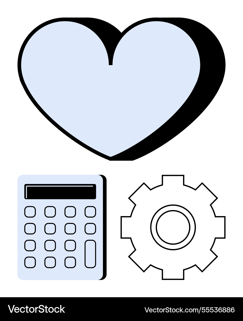 Heart calculator and gear representing balance Vector Image