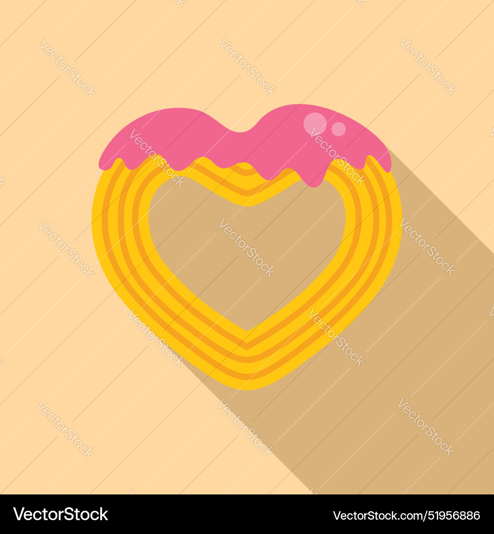 Heart shaped churro with pink icing drizzled Vector Image