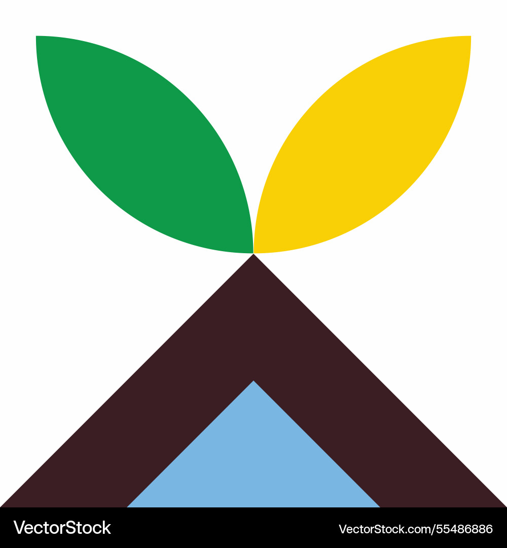 House rooftop decorated plant leaves Royalty Free Vector