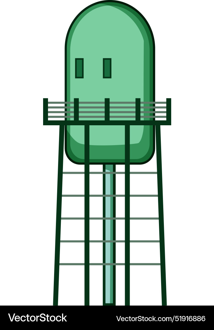 Isometric water tower cartoon Royalty Free Vector Image
