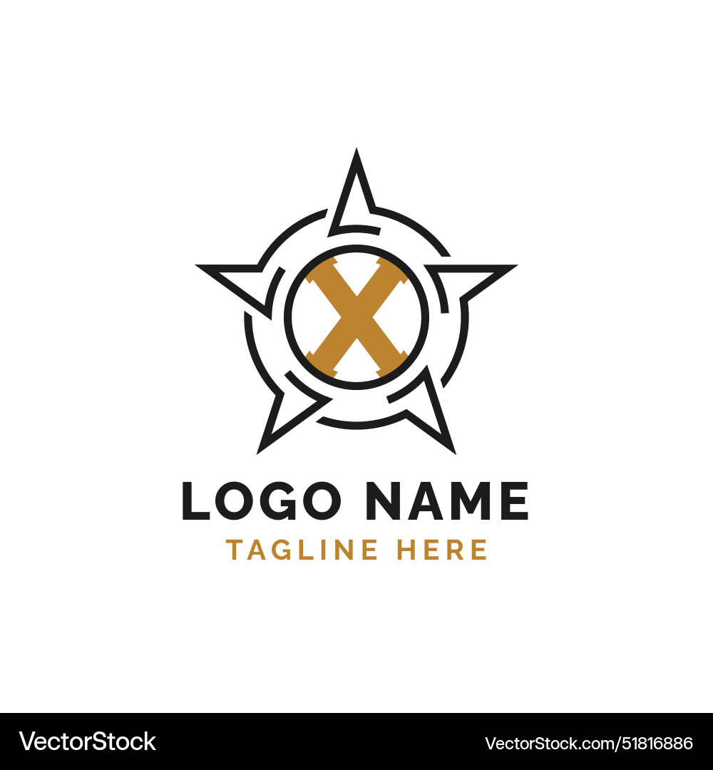 Letter x star logo design alphabet Royalty Free Vector Image