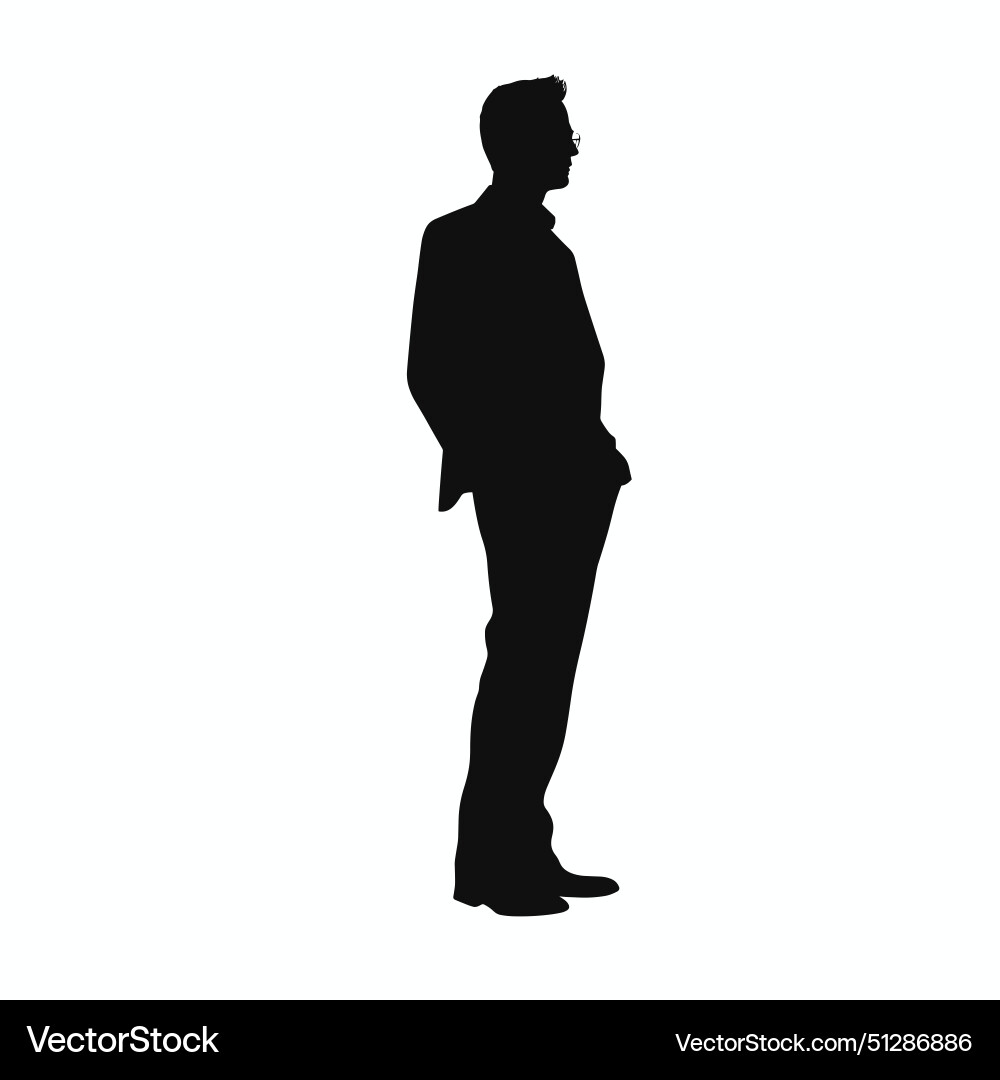 Man silhouette standing profile view Royalty Free Vector