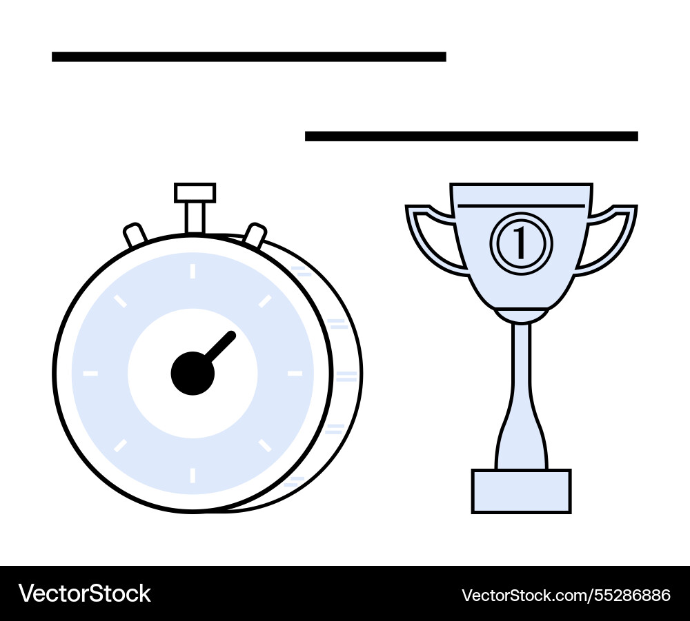 Stopwatch and trophy representing timed success Vector Image