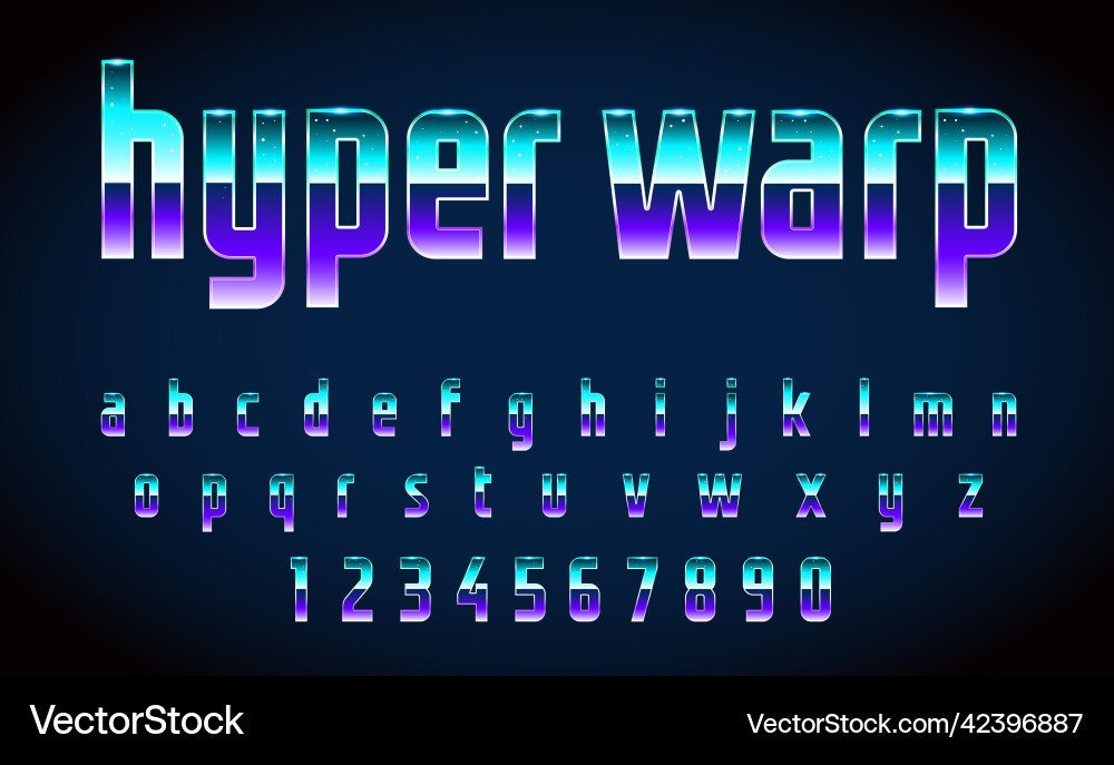 80er Jahre Sci-Fi Alphabet - Hyper Warp Lizenzfreier Vektor