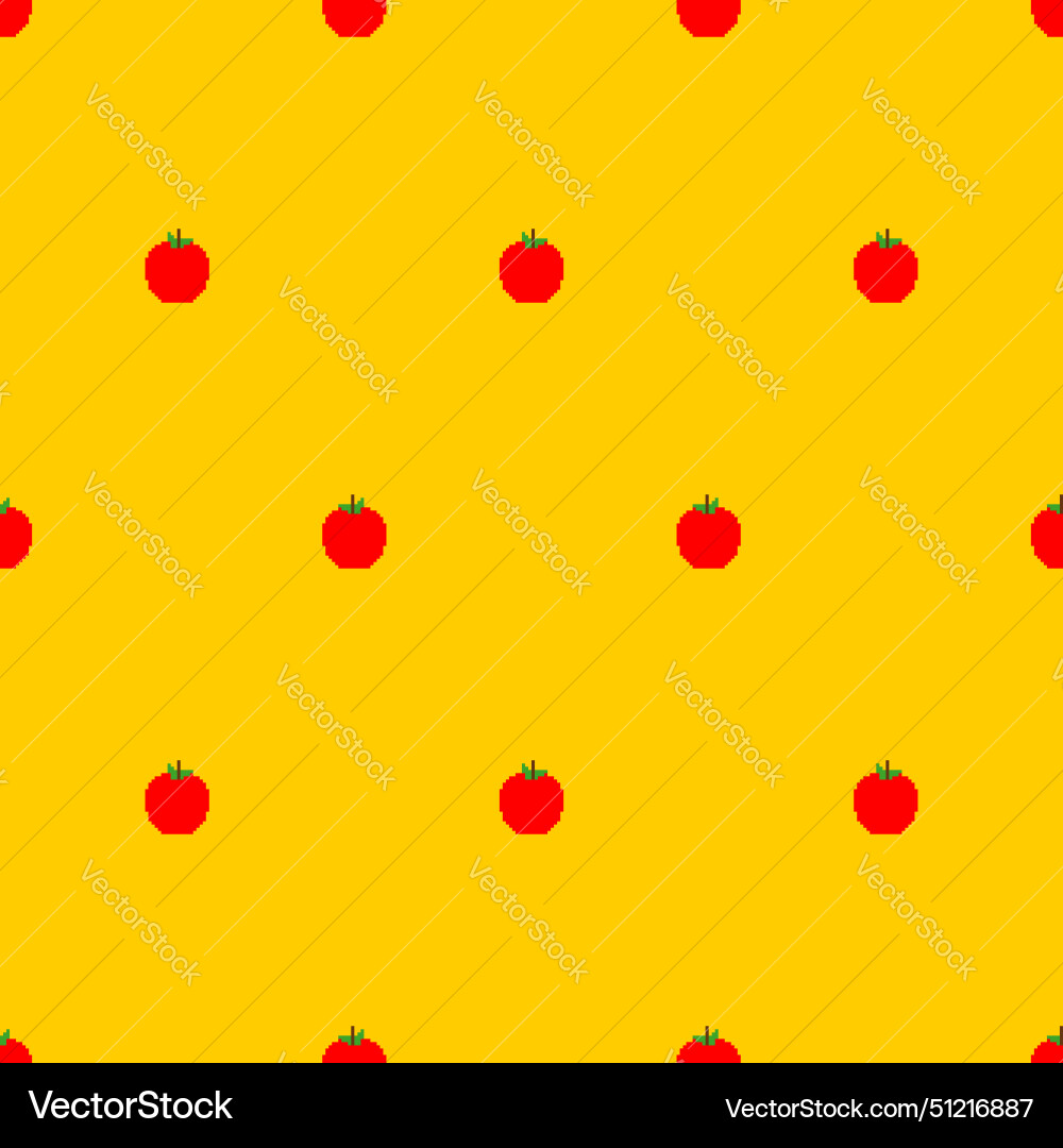 Apple pixel art pattern seamless pixelated fruit Vector Image