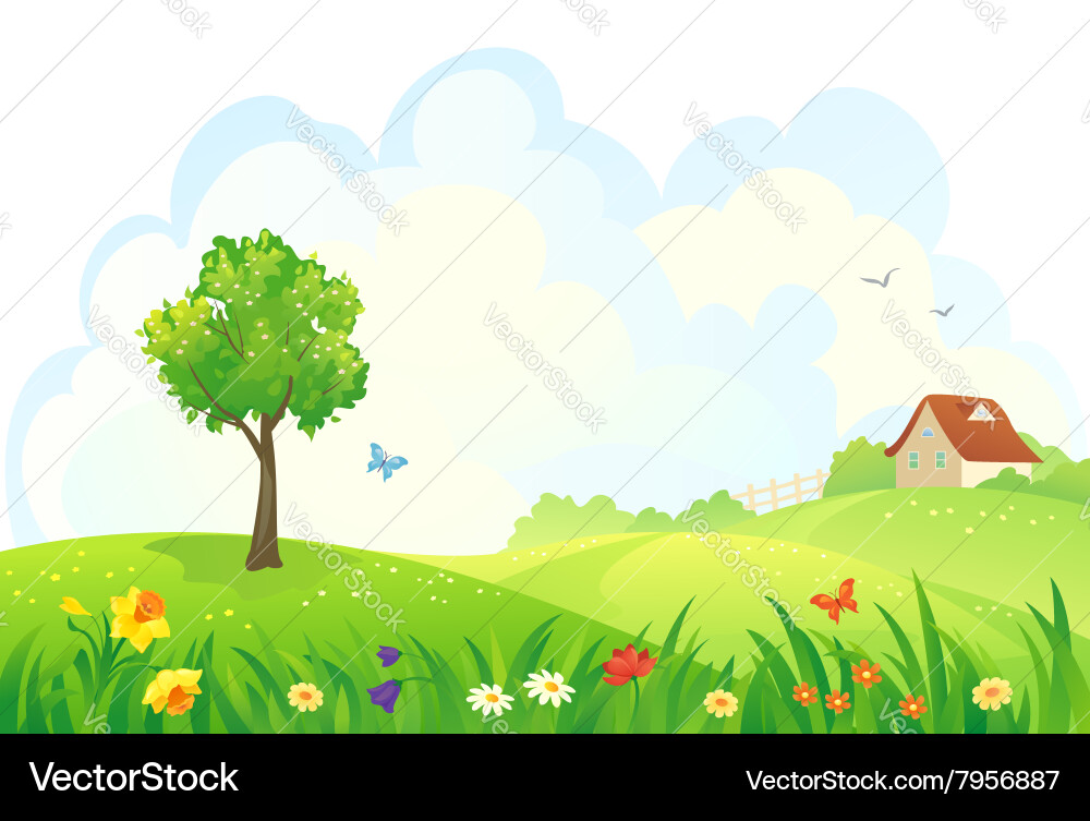Beautiful Spring Day Landscape Royalty Free Vector Image