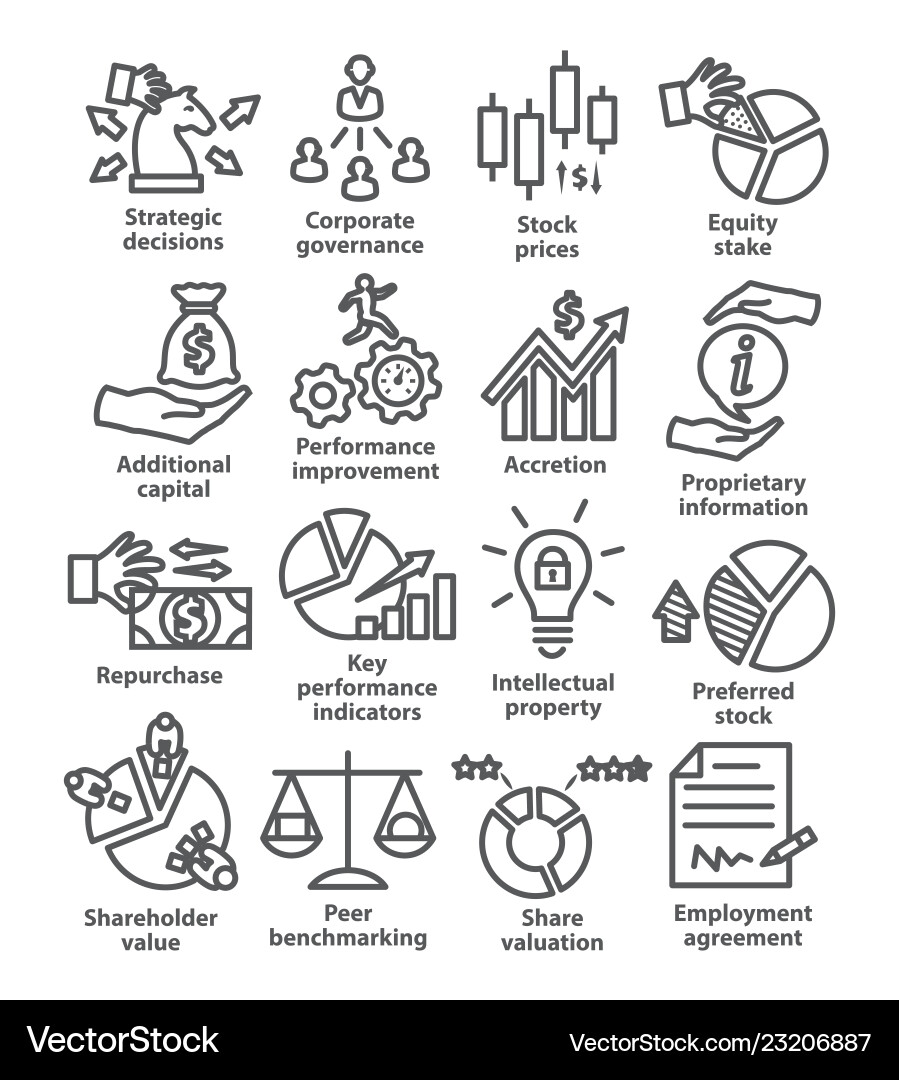 Business management line icons pack 42 Royalty Free Vector