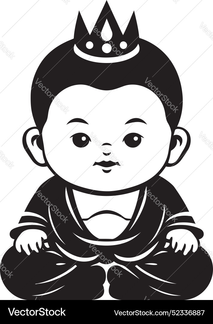 Chibi enlightenment cartoon buddha silhouette zen Vector Image