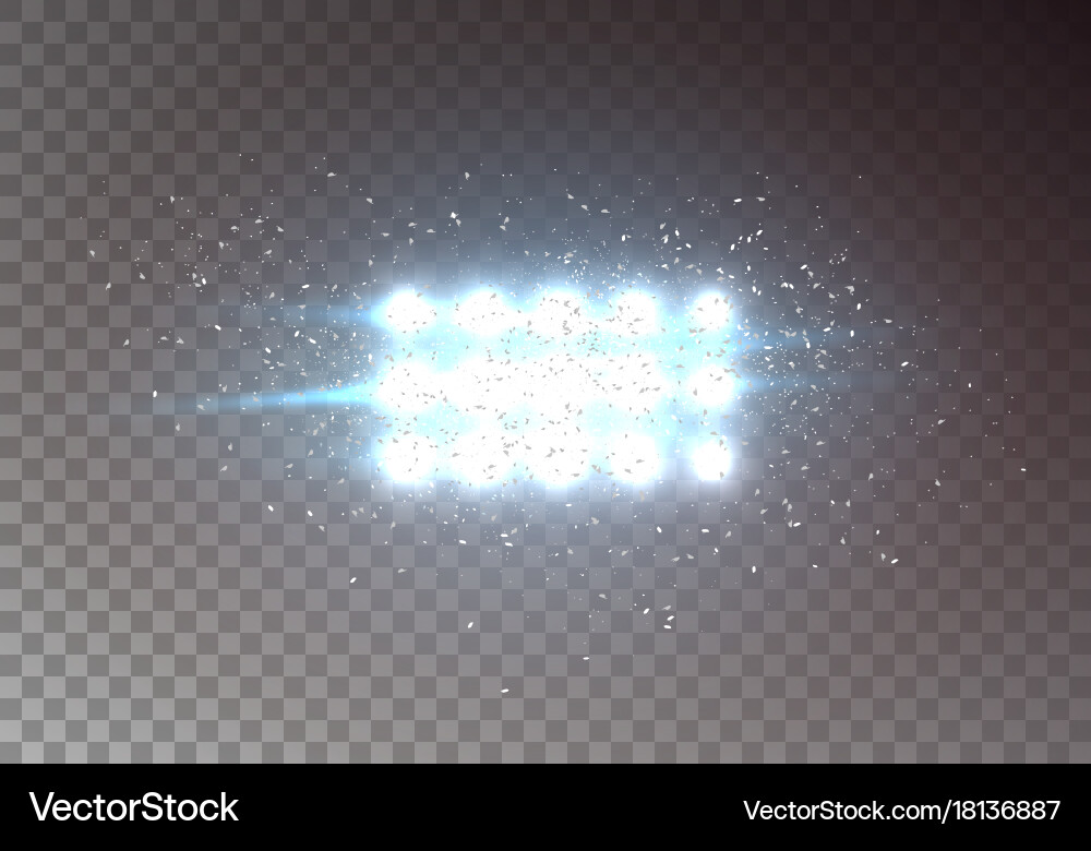 Flash light lens flare transparent Royalty Free Vector Image