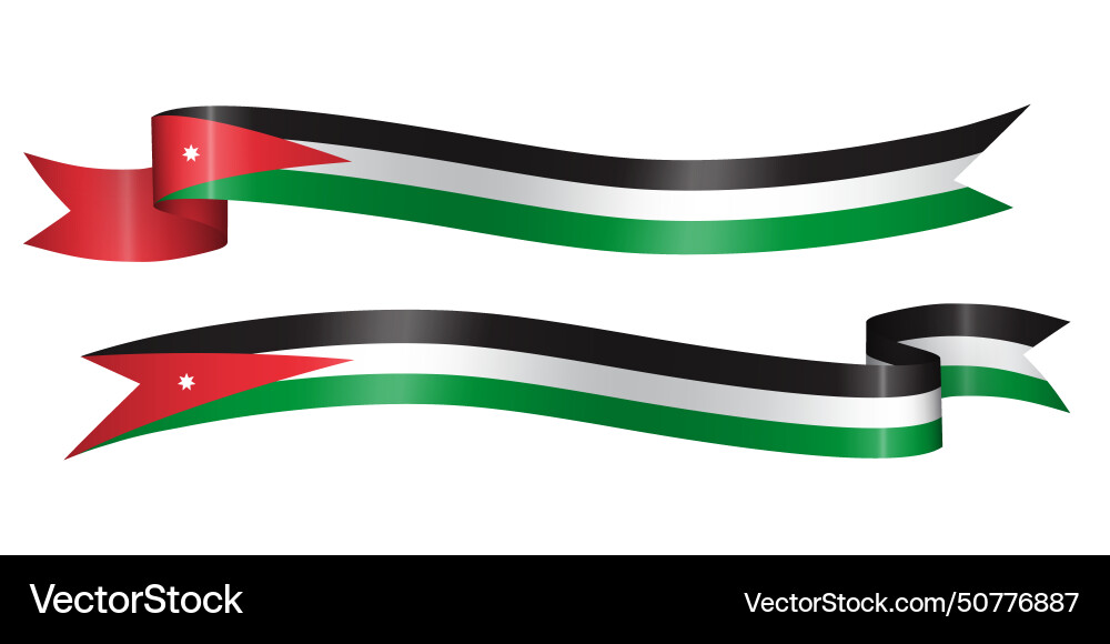 Jordan Flag Ribbons - Independence Day Royalty Free Vector