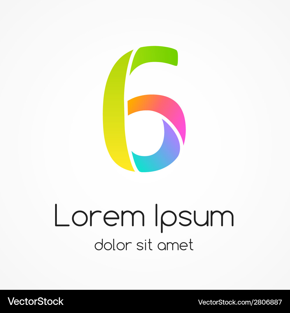 Logo number 6 company design template Royalty Free Vector
