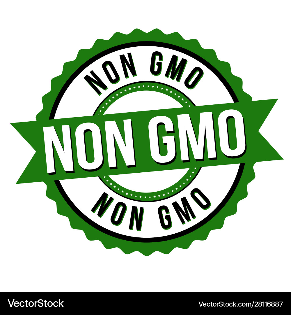 Non gmo label or sticker Royalty Free Vector Image