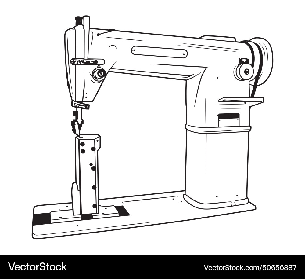 Sewing machine line art Royalty Free Vector Image