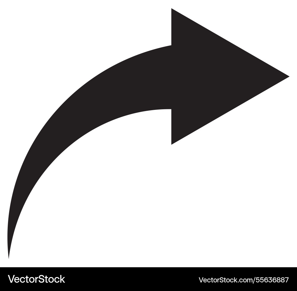 Single curved arrow sign - pointing upward right Vector Image