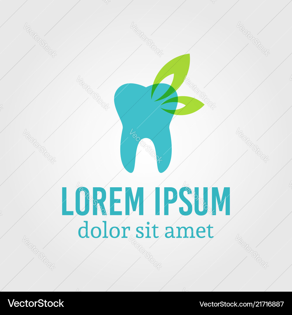 Tooth logo template with sample text Royalty Free Vector