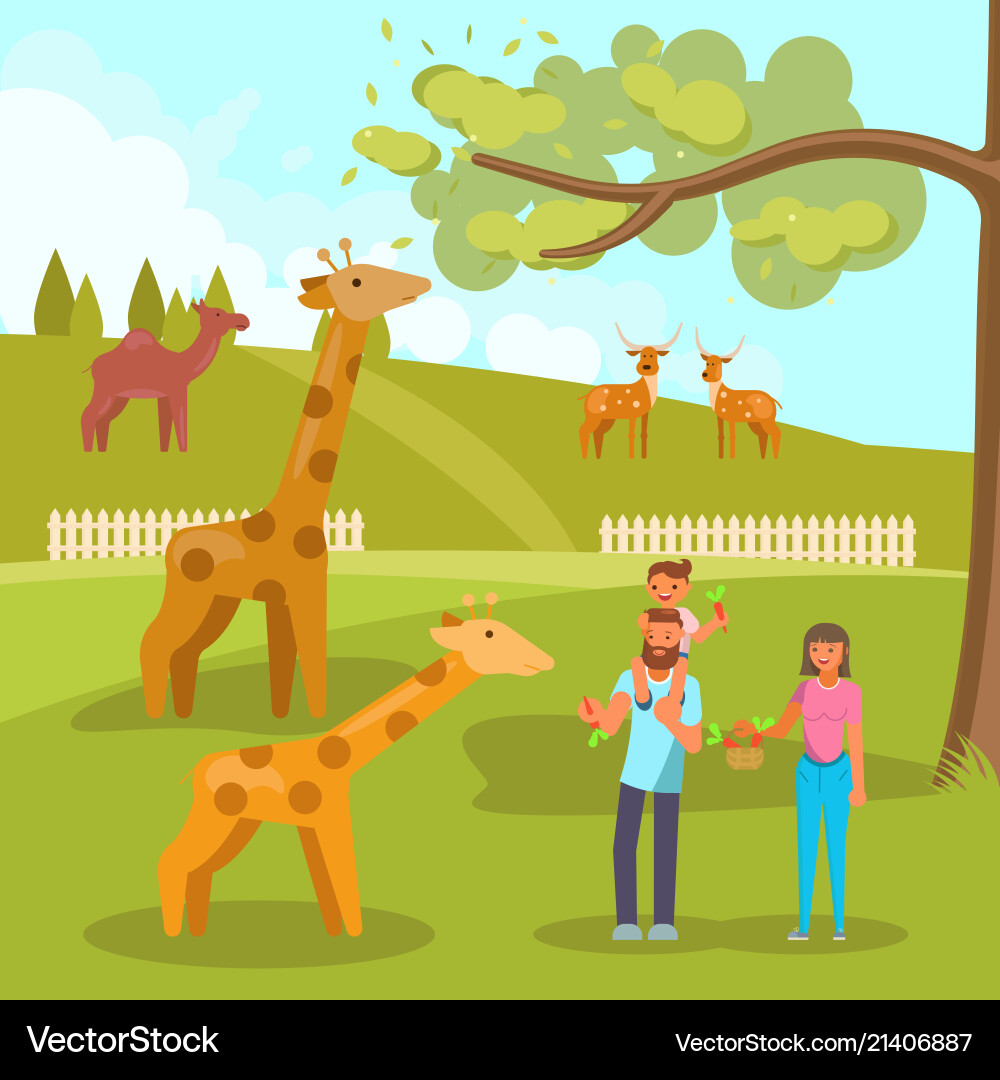 Zoo animals flat style design Royalty Free Vector Image