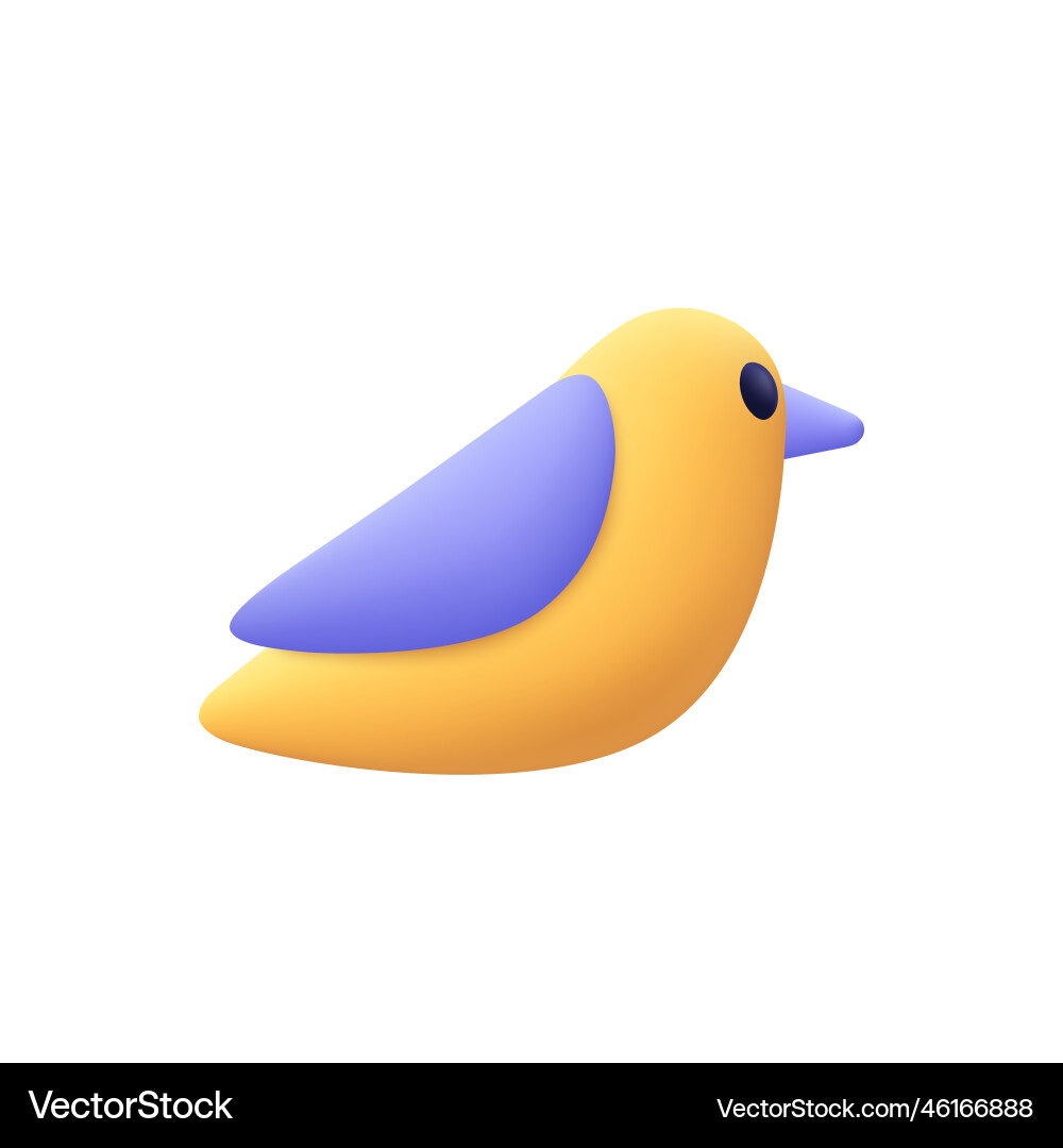 Abstract bird 3d icon cartoon minimal style Vector Image