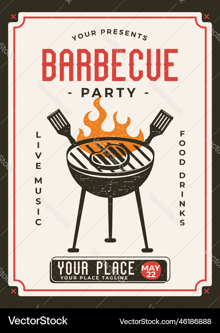 Barbecue party flyer template bbq grill card Vector Image