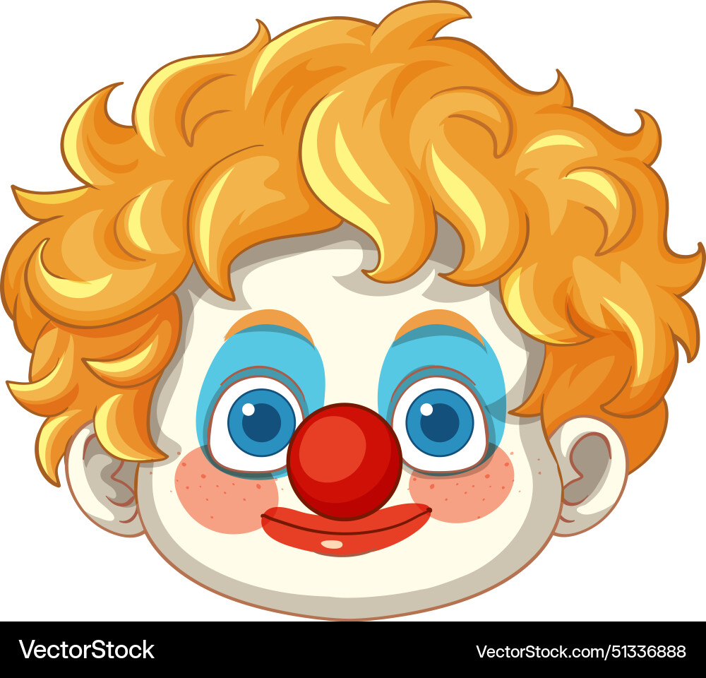 Bright clown face with curly hair Royalty Free Vector Image