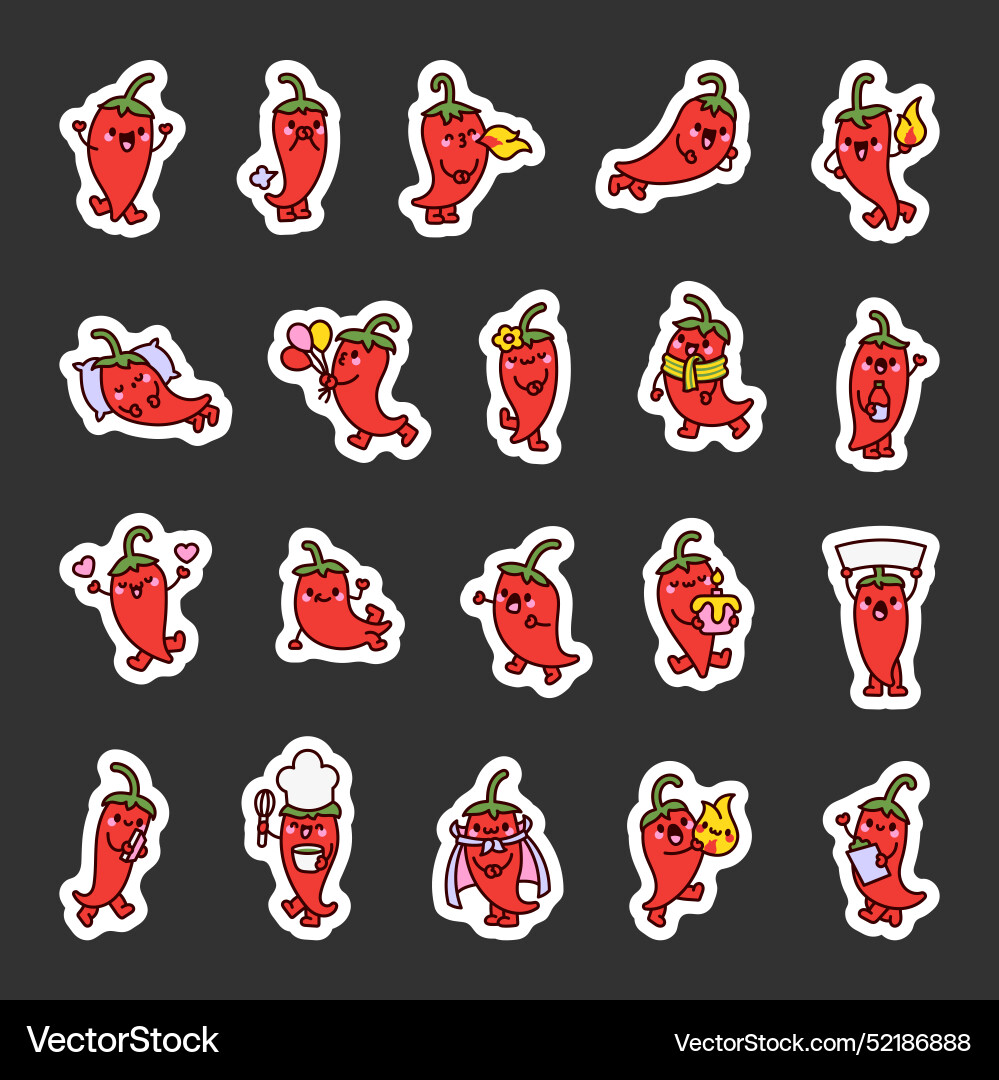 Cute hot pepper character sticker bookmark Vector Image
