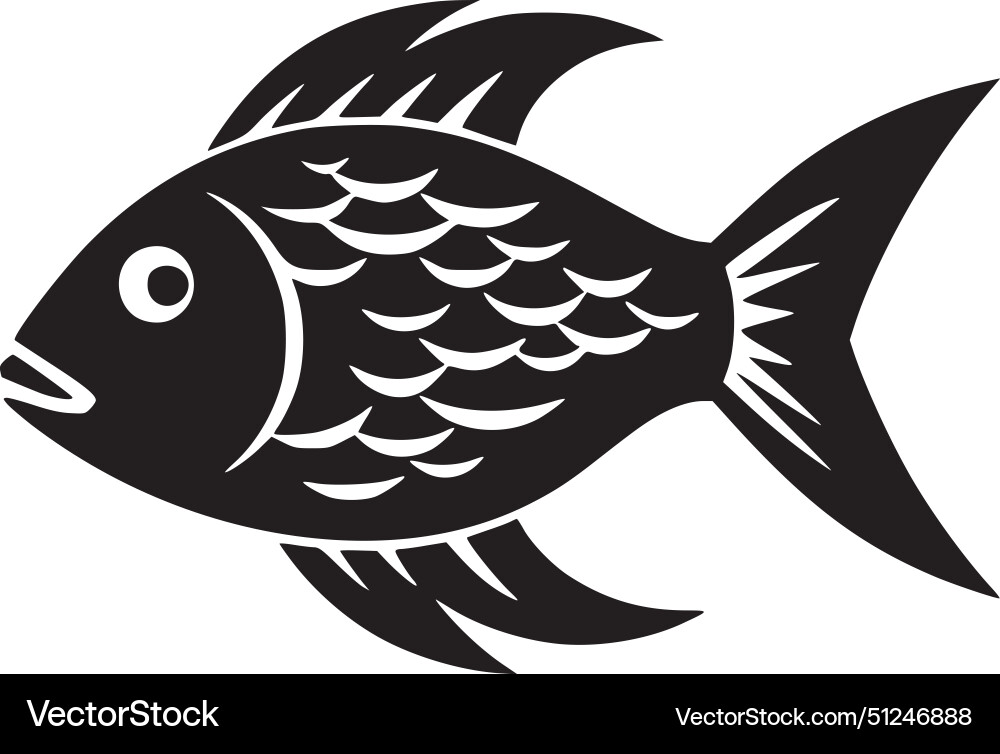 Fish - black and white Royalty Free Vector Image