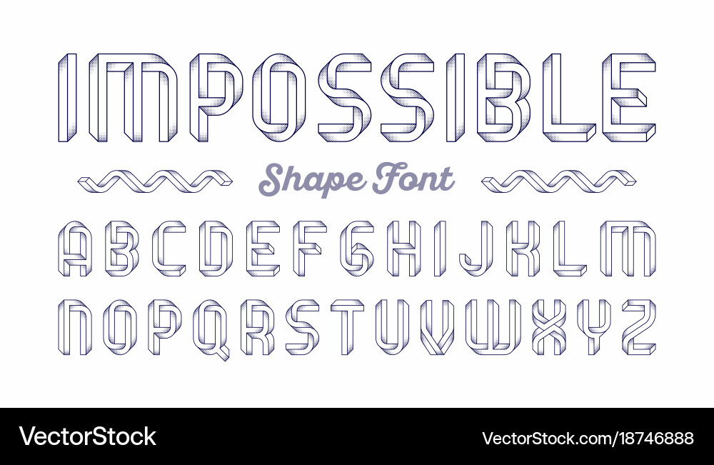 Impossible shape font Royalty Free Vector Image