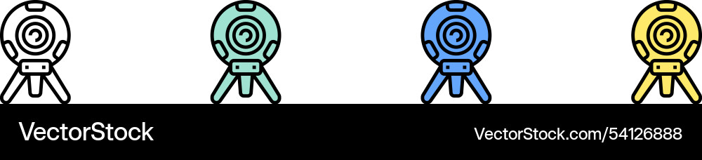 Rotate camera icon outline green blue and yellow Vector Image