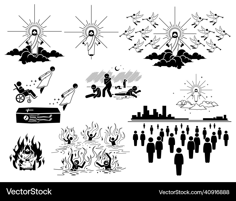 Second coming and resurrection in judgement day Vector Image