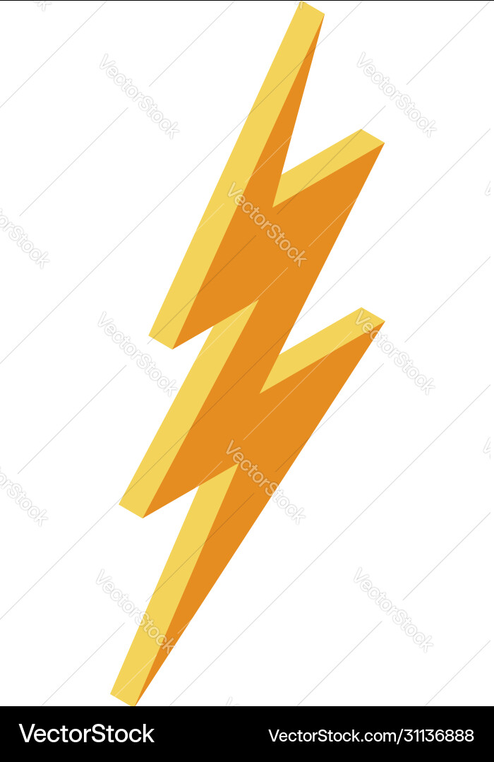 Yellow thunder arrow icon isometric style Vector Image