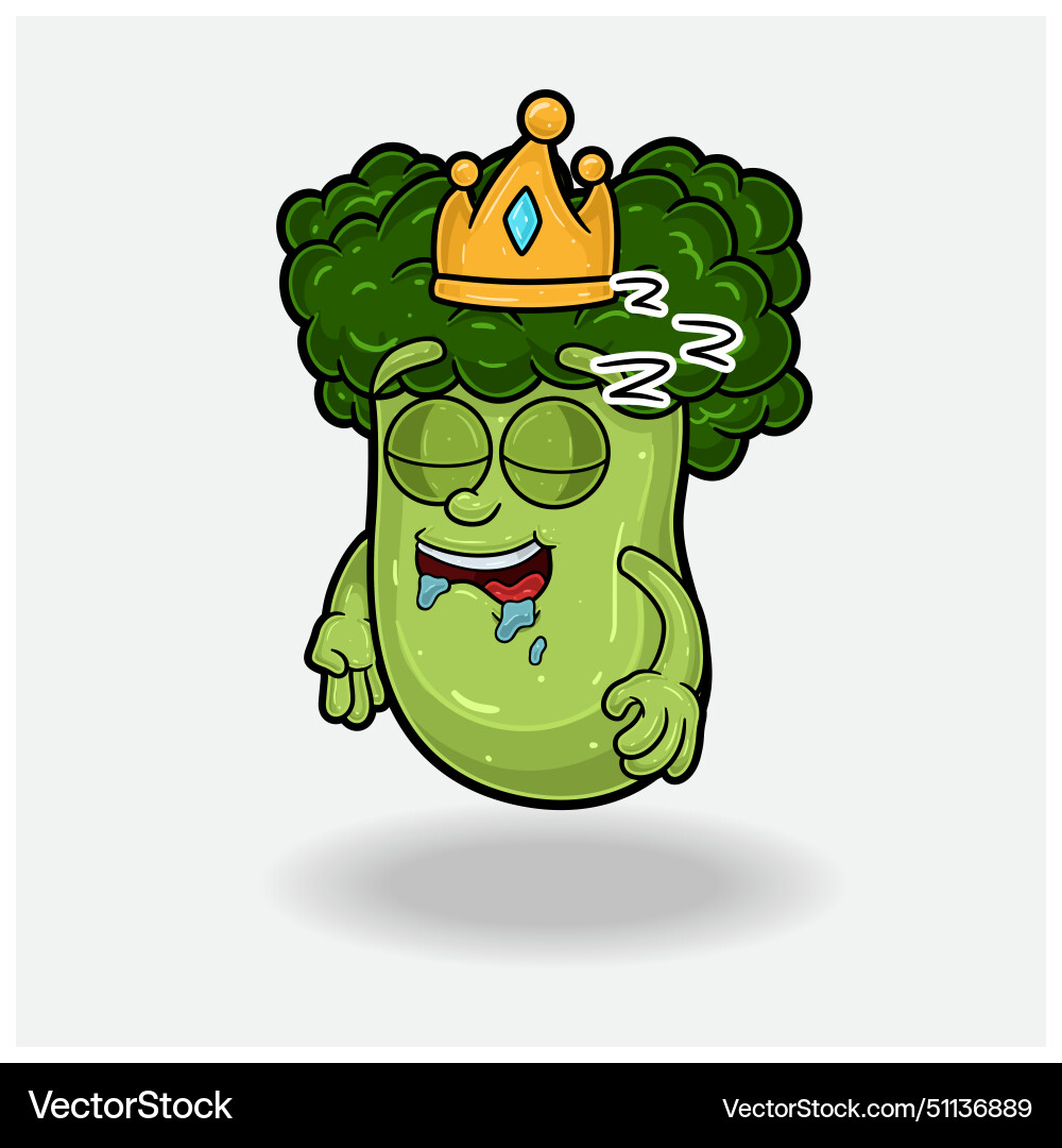 Broccoli character cartoon with sleep expression Vector Image