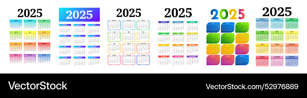 Calendar for 2025 isolated on a white background Vector Image
