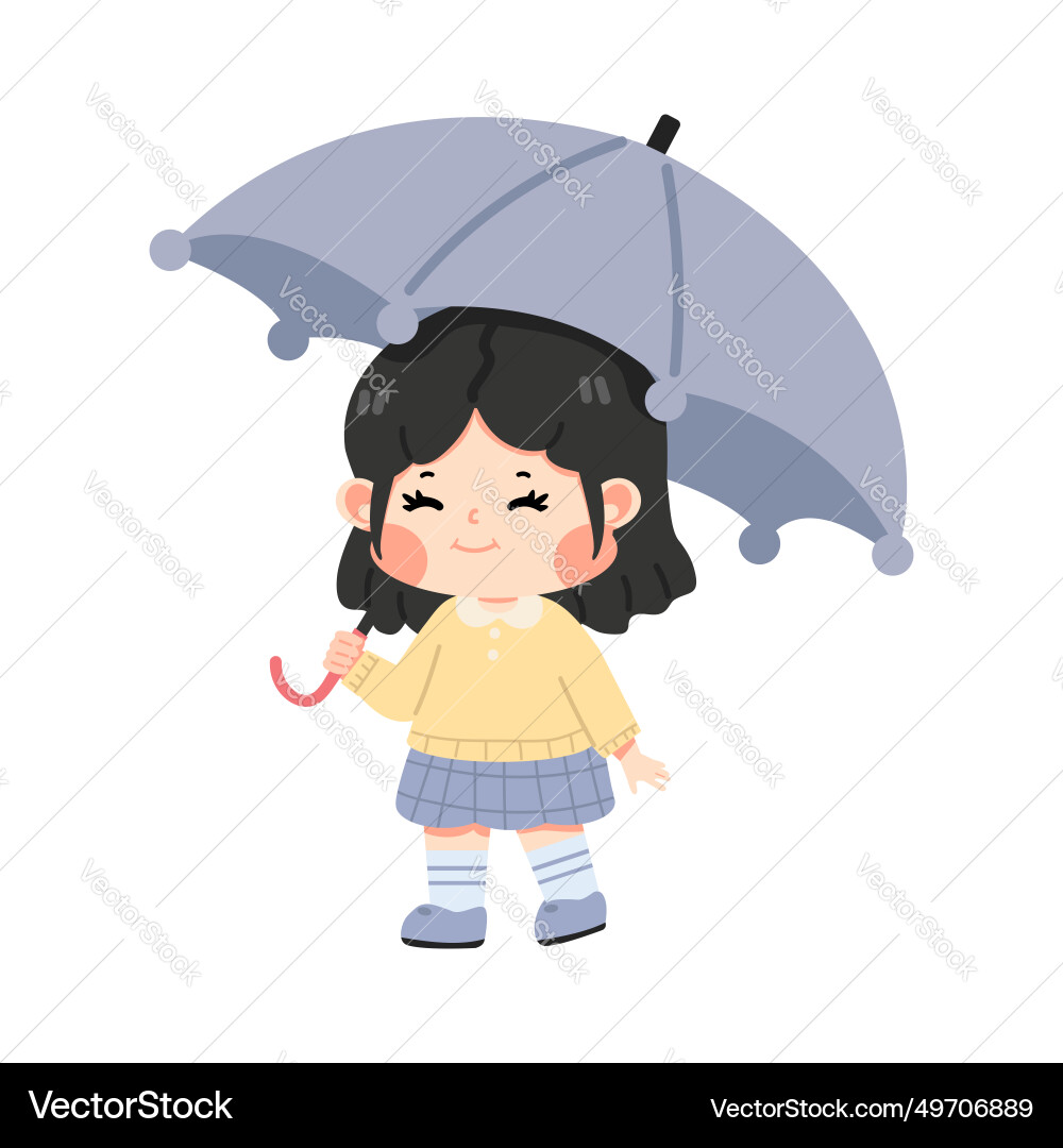Cute Girl with Umbrella Royalty Free Vector Image