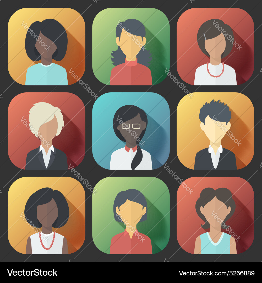 Diverse Female Icons Set Royalty Free Vector Image