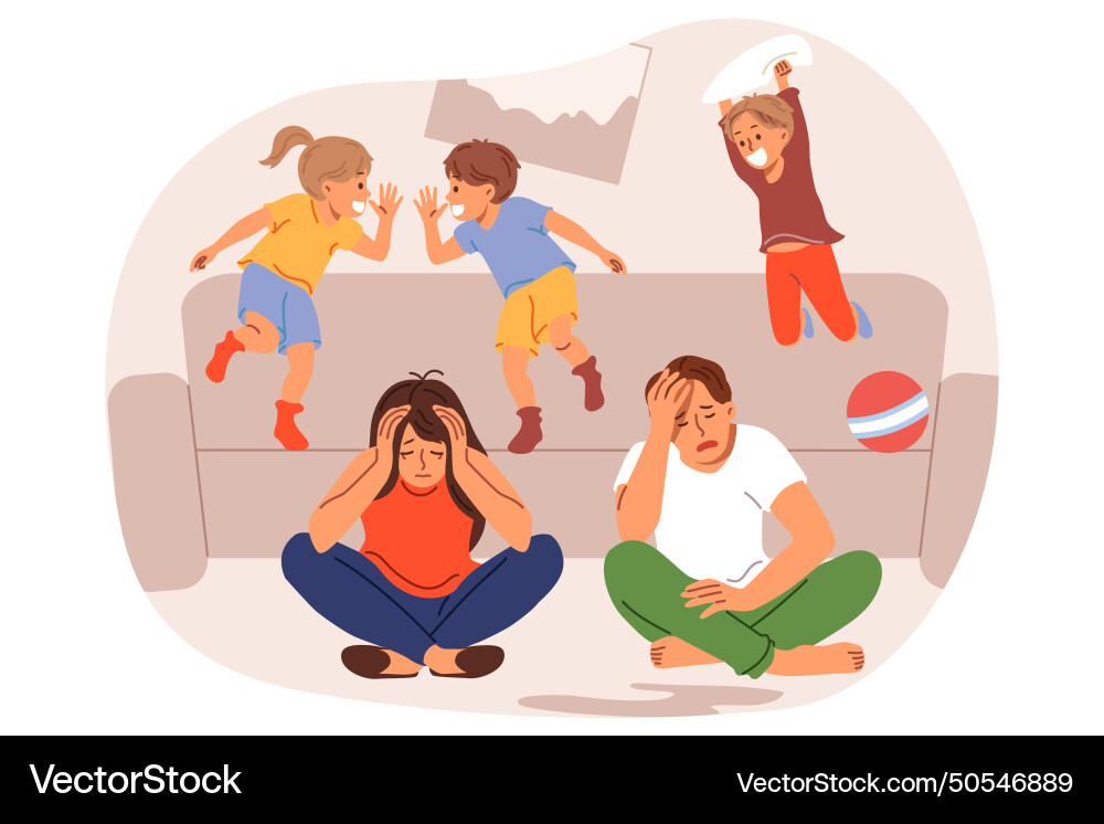 Frustrated parents feel tired and lacking energy Vector Image