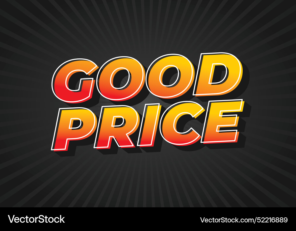 Good price text effect in 3d look with colors Vector Image