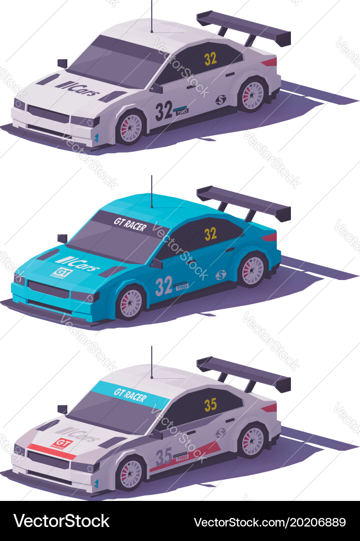 Low poly touring racing car Royalty Free Vector Image