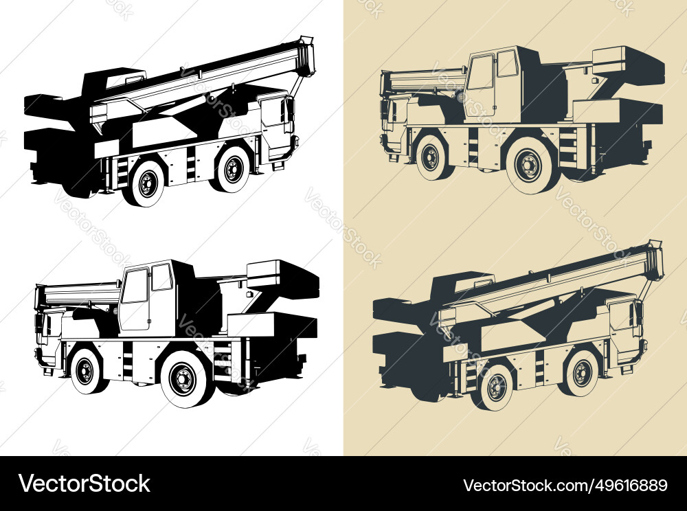 Mobile crane with telescopic boom Royalty Free Vector Image