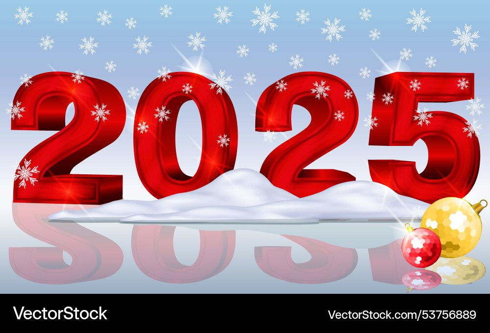 New 2025 red year greeting card Royalty Free Vector Image