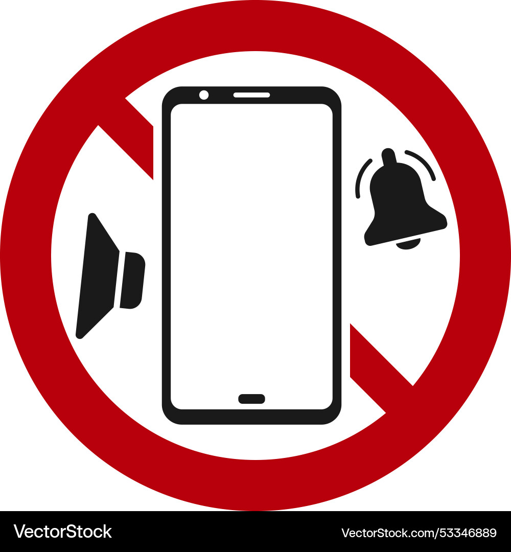 No smartphone allowed prohibition sign Royalty Free Vector