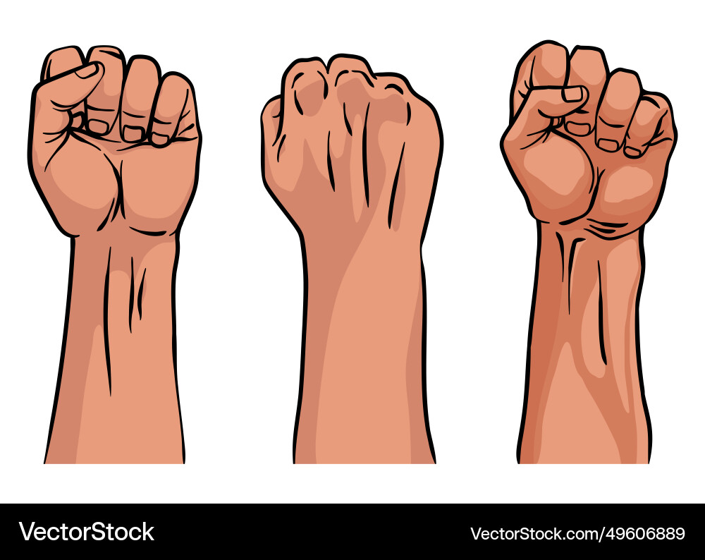 Raised fist hand gesture emblems Royalty Free Vector Image