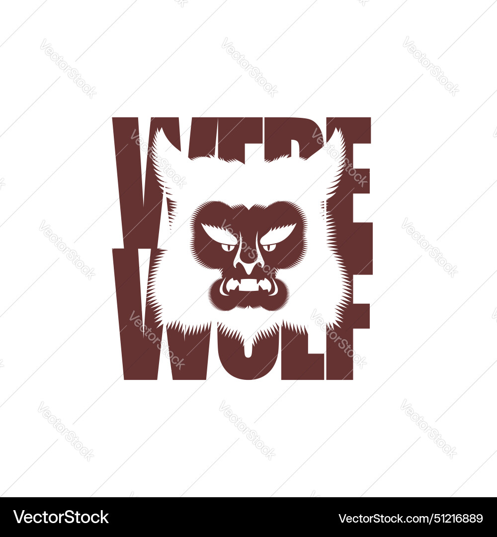 Werewolf lettering silhouette of in text werwolf Vector Image