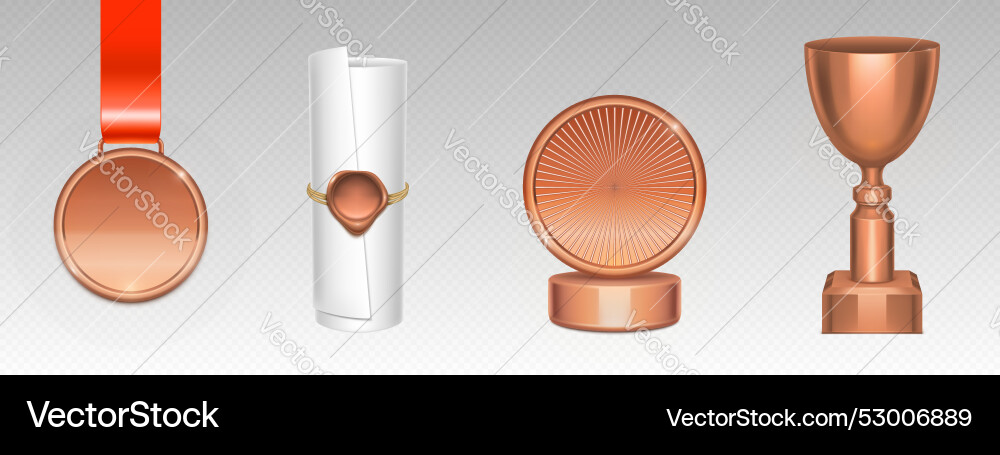 Winner trophies set on transparent background Vector Image