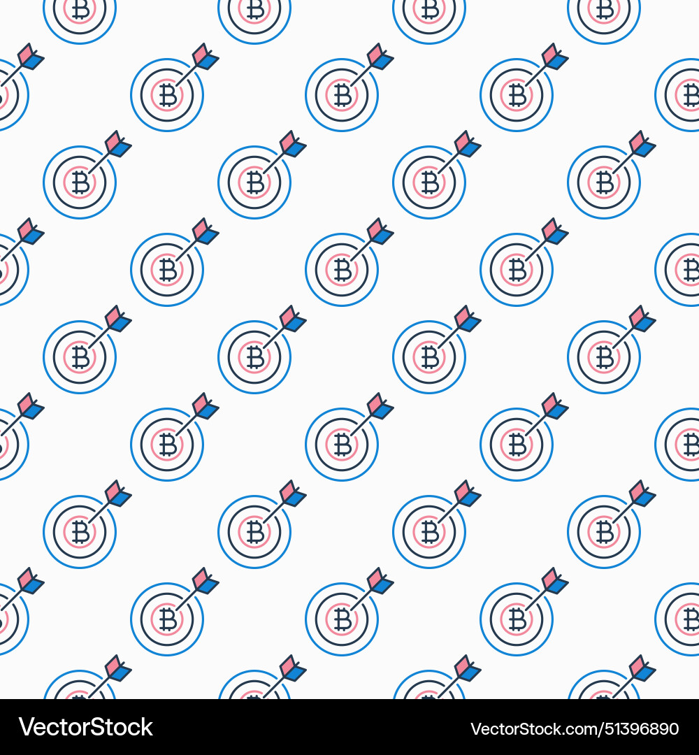 Bitcoin target cryptocurrency colored seamless Vector Image