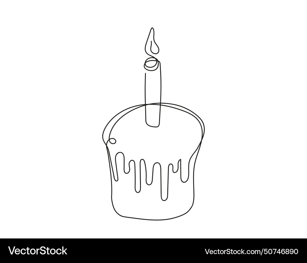 Continuous one line drawing of easter kulich cake Vector Image