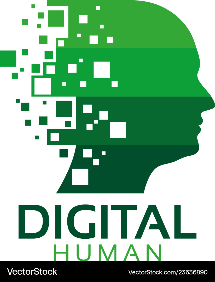 Digital human logo icon design template Royalty Free Vector