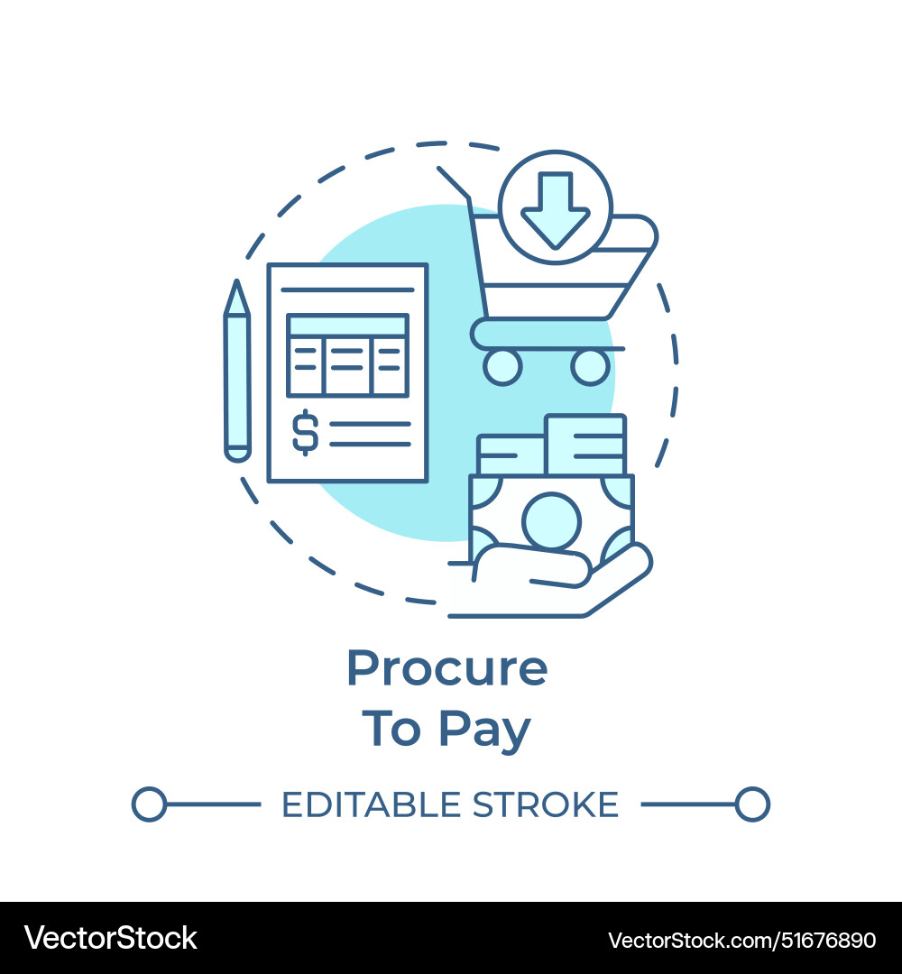 Procure to pay soft blue concept icon Royalty Free Vector