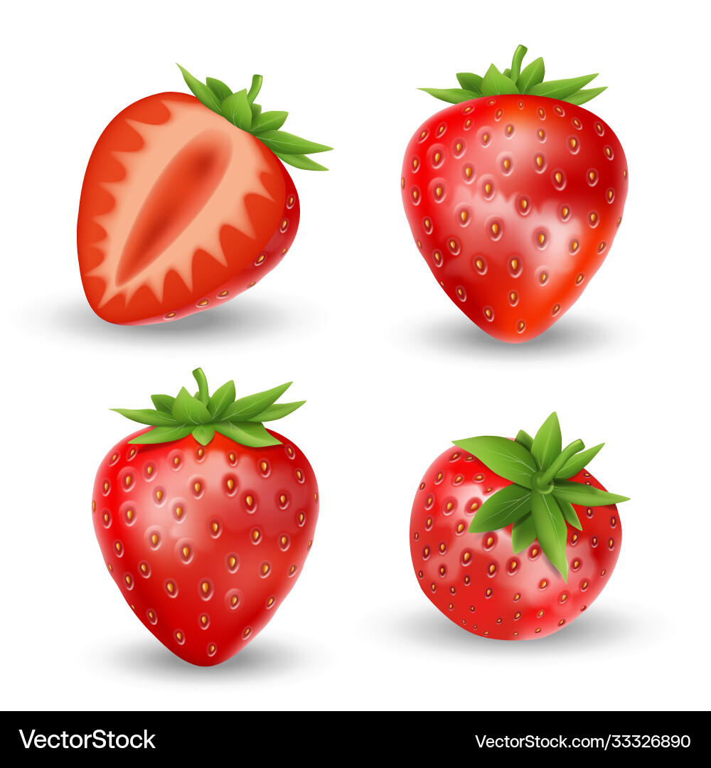 Realistic set strawberry isolated on white Vector Image
