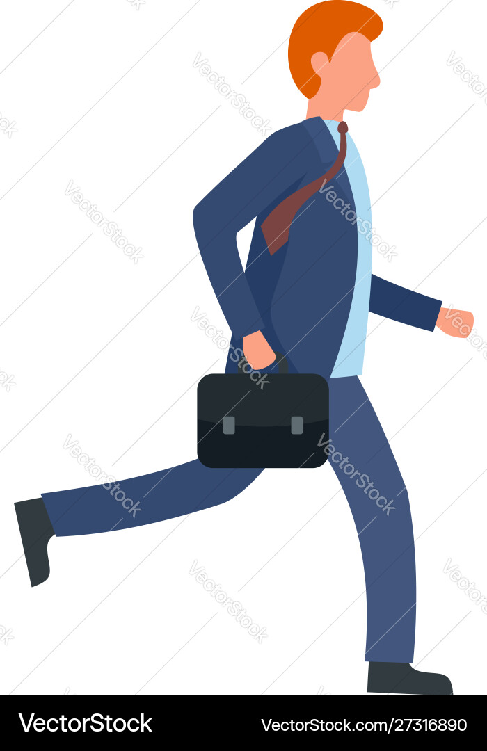 Running businessman icon flat style Royalty Free Vector