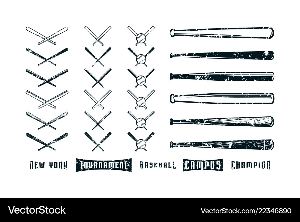 Set of images baseball bats Royalty Free Vector Image